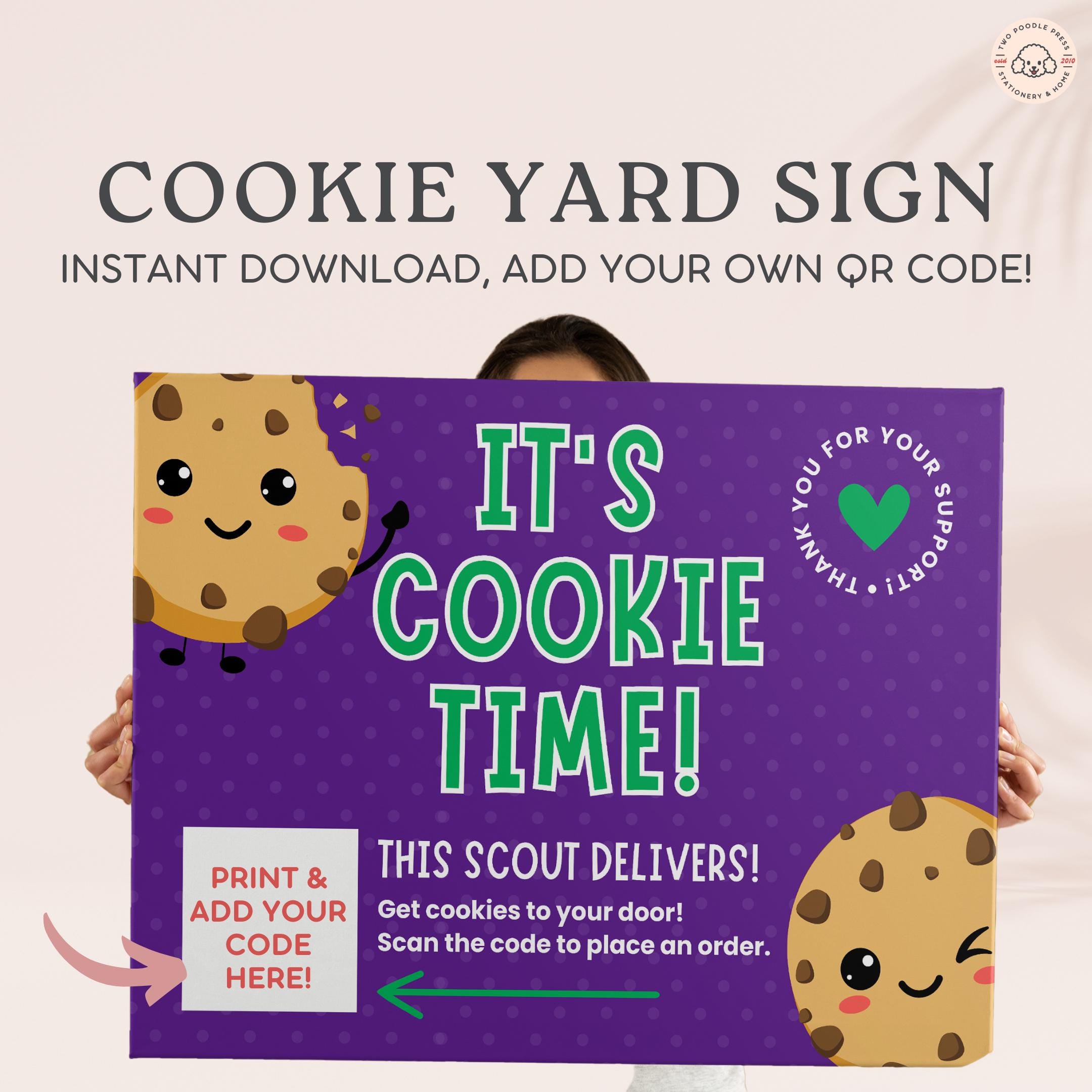 Scout Cookie Sale Yard Sign | 18x24 Printable Lawn Sign With QR Code ...