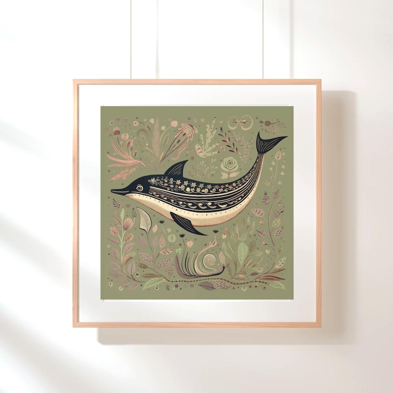 Dolphin Art, Dolphin Gift, Dolphin Wall Decor, Boho Nursery Print, Boho Nursery Decor, Modern ...