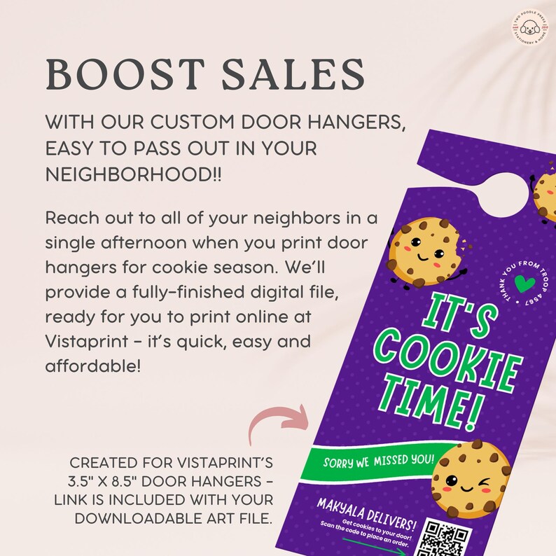 Scout Cookie Door Hanger With QR Code | Custom Printable for ...