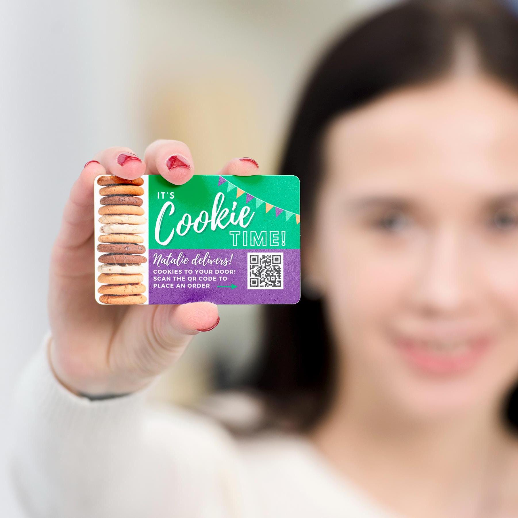 Scout Cookie Business Card Printable With QR Code | Custom Cookie Sale ...