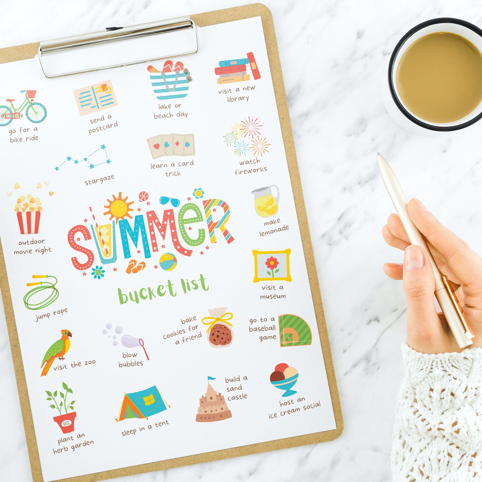 Summer Family Bucket List Printable Hello Summer, Summer Printable ...