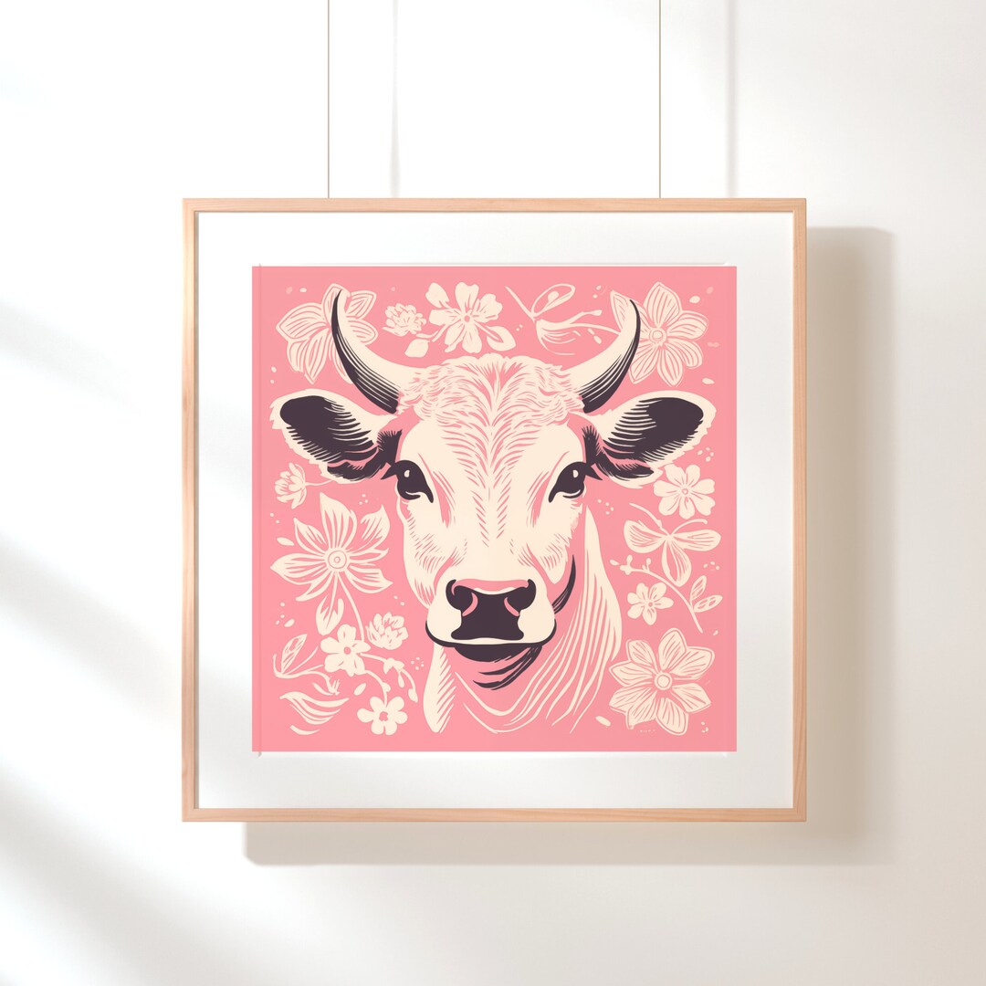 Pink Cow Print: Farmhouse Nursery Wall Art (digital Download) - Etsy