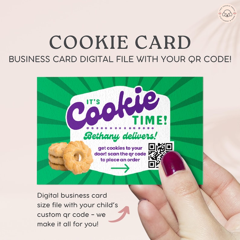 Scout Cookies Business Card File With Custom QR Code, Printable Cookie ...
