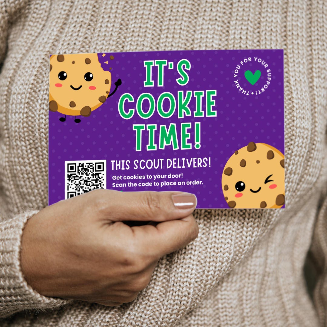 Scout Cookie Postcard Printable With Custom QR Code | 4x6 Custom Cookie ...