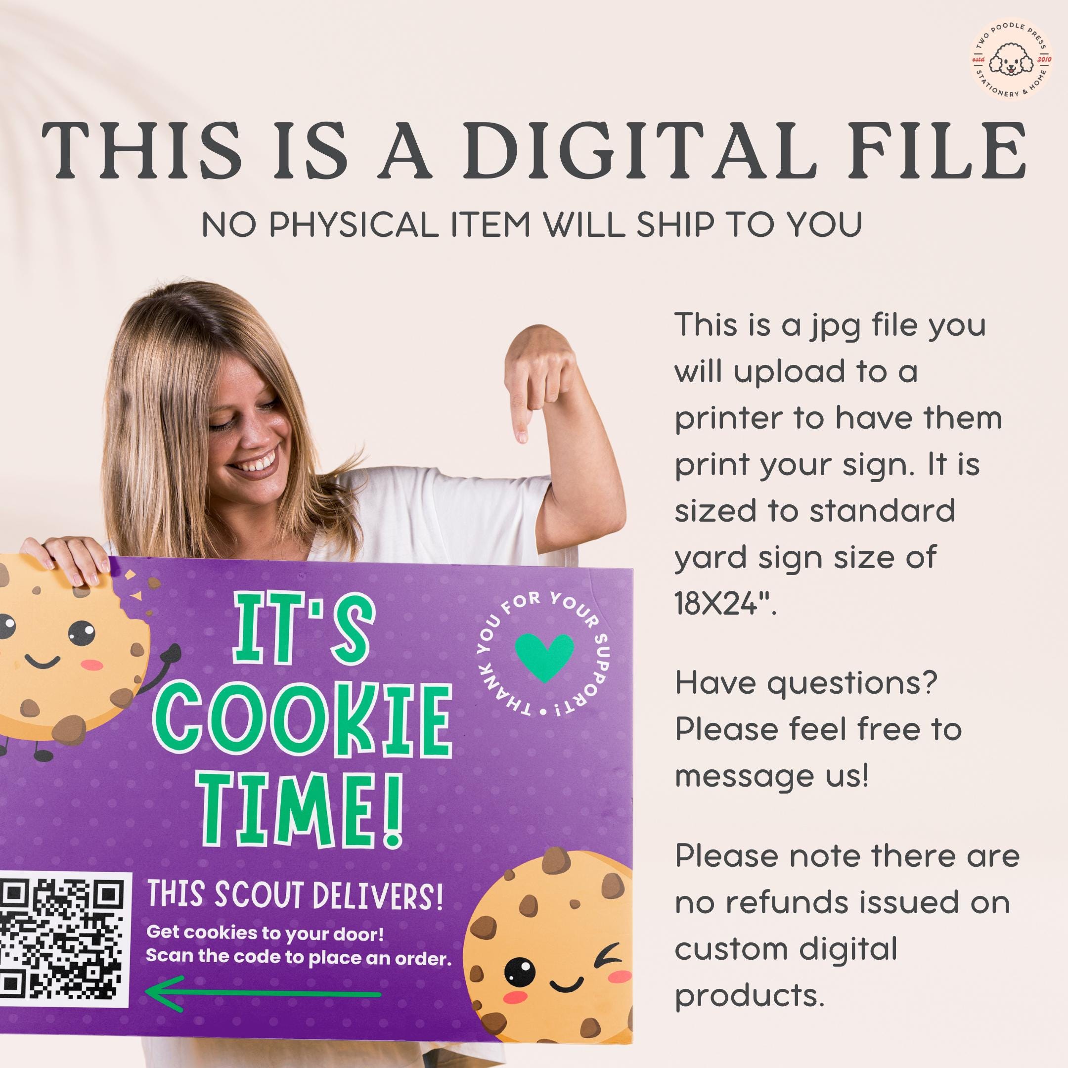 Scout Cookie Yard Sign Printable With QR Code | 18x24 Custom Cookie ...
