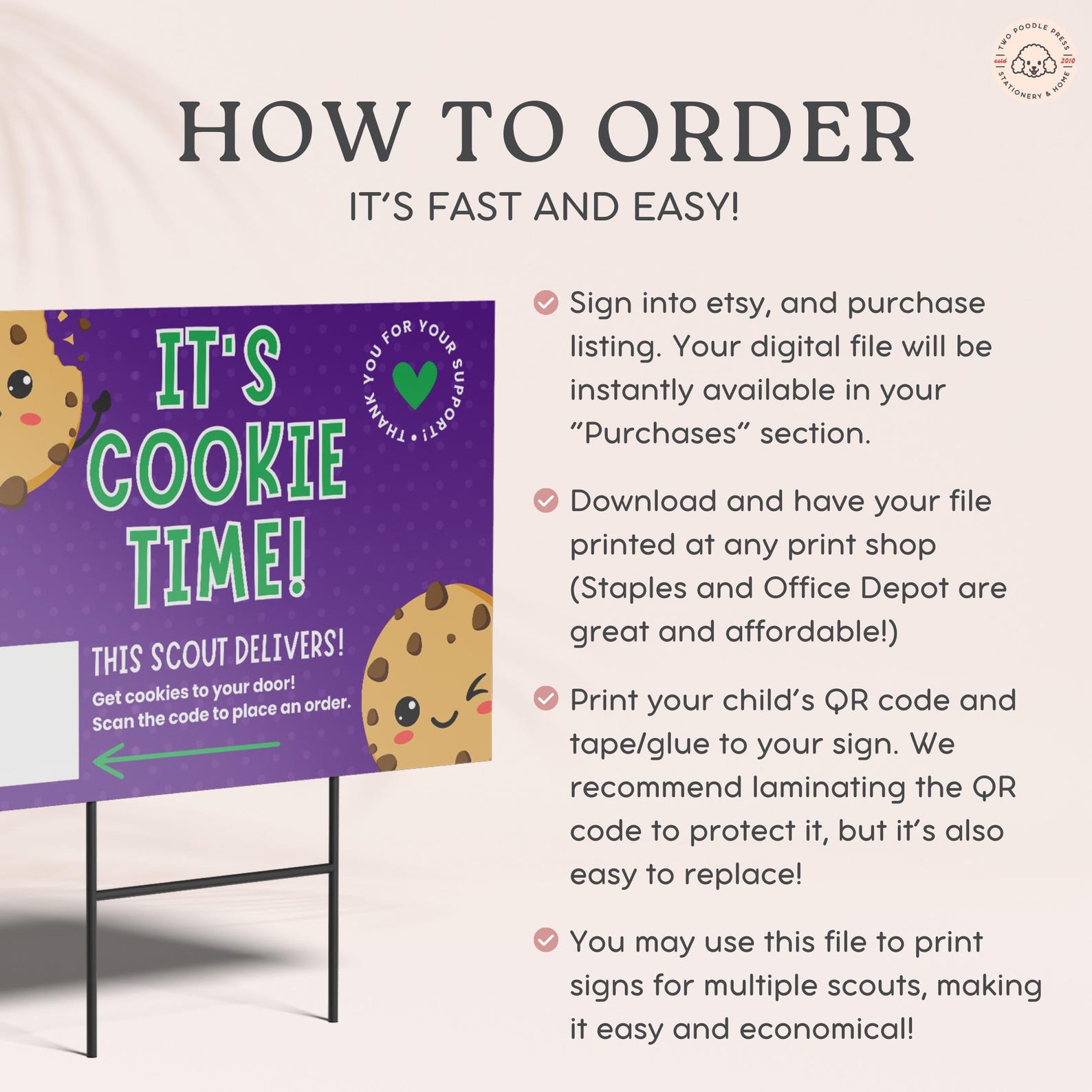 Scout Cookie Sale Yard Sign | 18x24 Printable Lawn Sign With QR Code ...