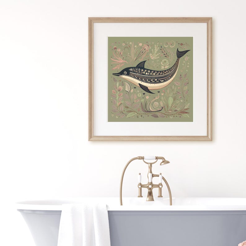 Dolphin Art, Dolphin Gift, Dolphin Wall Decor, Boho Nursery Print, Boho ...
