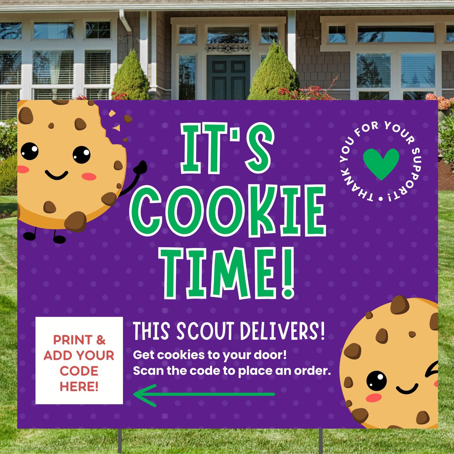 Scout Cookie Sale Yard Sign | 18x24 Printable Lawn Sign With QR Code ...