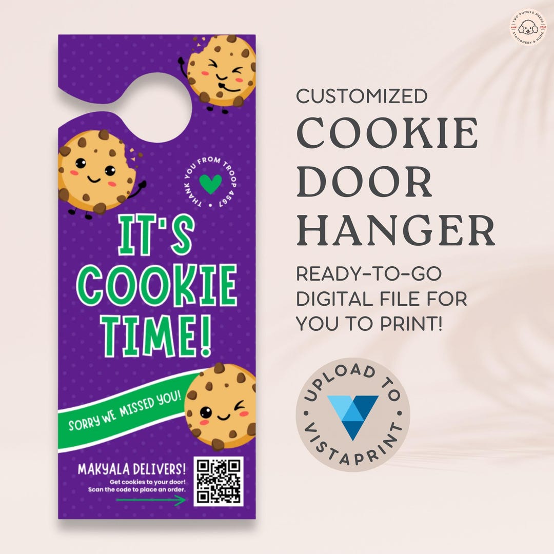Scout Cookies Door Hanger With QR Code and Name, Cookie Digital ...
