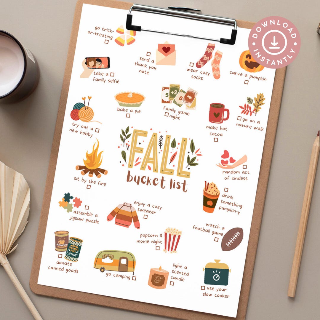 Fall Bucket List Printable: Cozy Autumn Family Activities (PDF) - Etsy