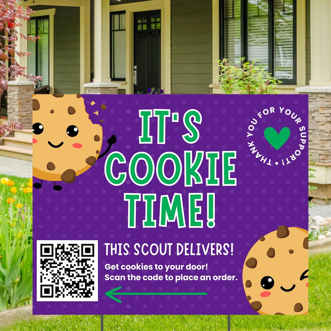 Scout Cookie Yard Sign Printable With QR Code | 18x24 Custom Cookie ...