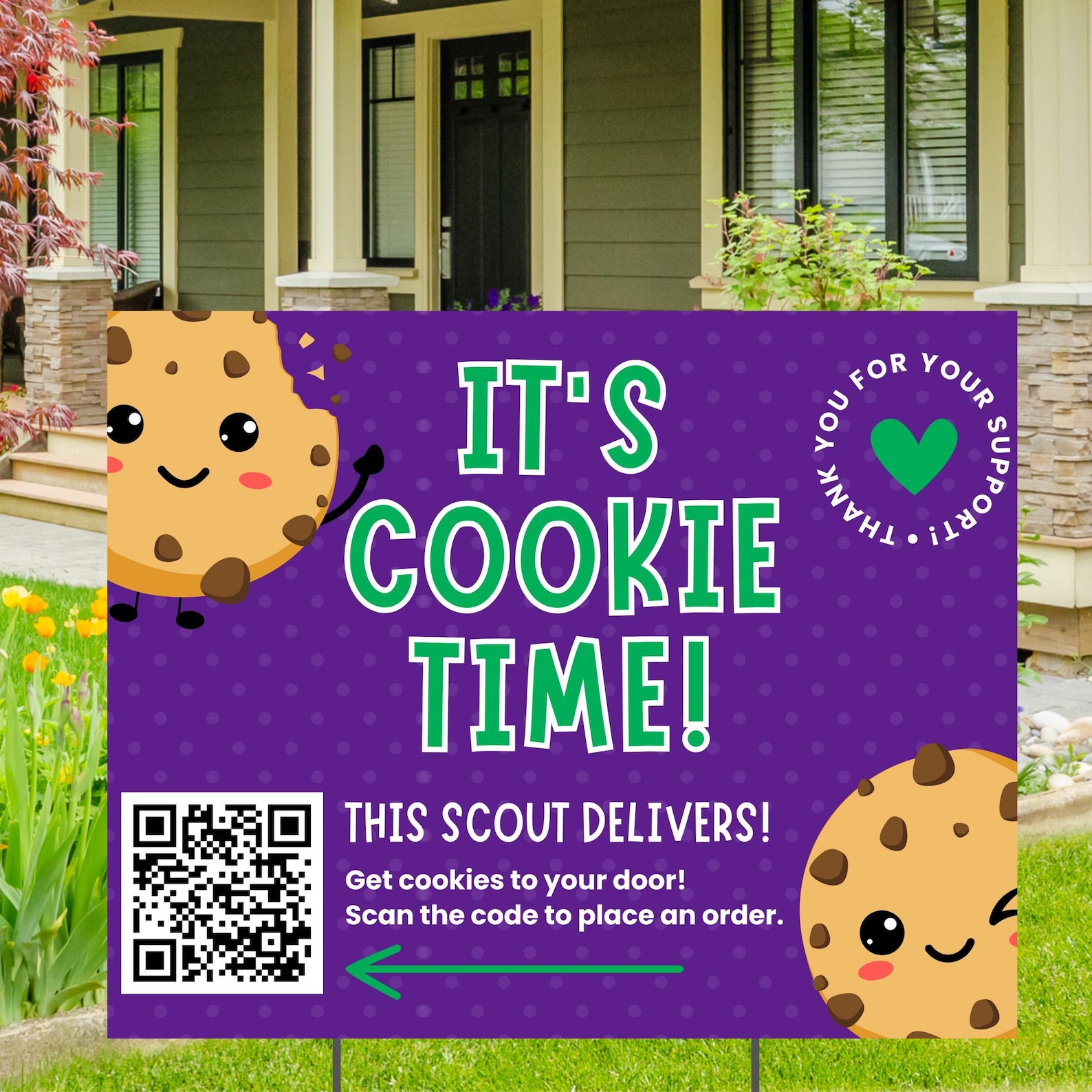 Scout Cookie Yard Sign Printable With QR Code | 18x24 Custom Cookie ...
