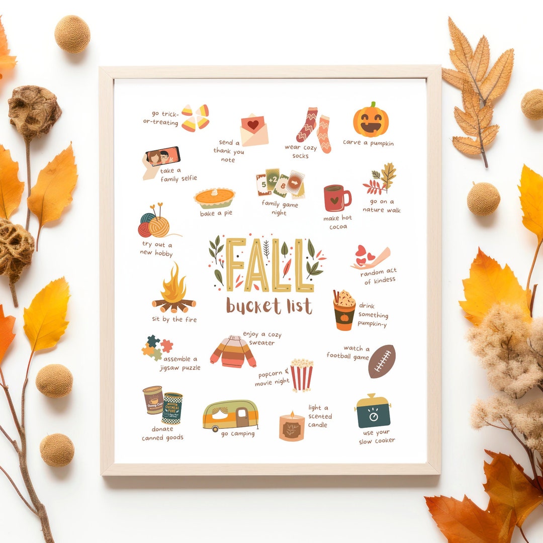 Boho Fall Bucket List Printable: Autumn Decor (digital Download) - Etsy