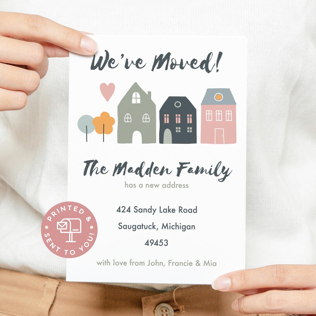 Farmhouse Moving Announcement: Custom New Address Card With Envelopes ...
