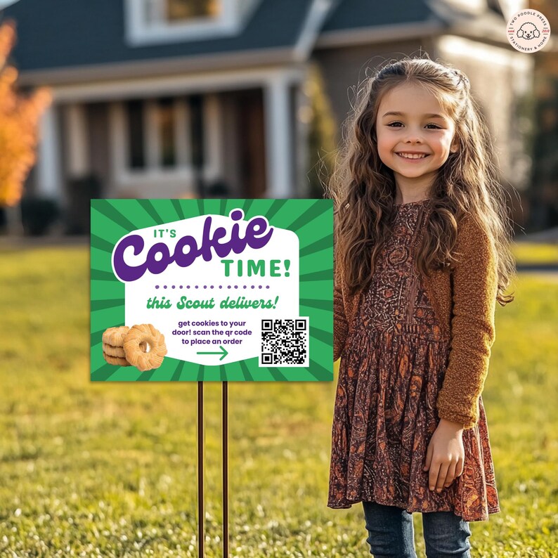 Scout Cookie Yard Sign Printable With QR Code | 18x24 Custom Cookie ...