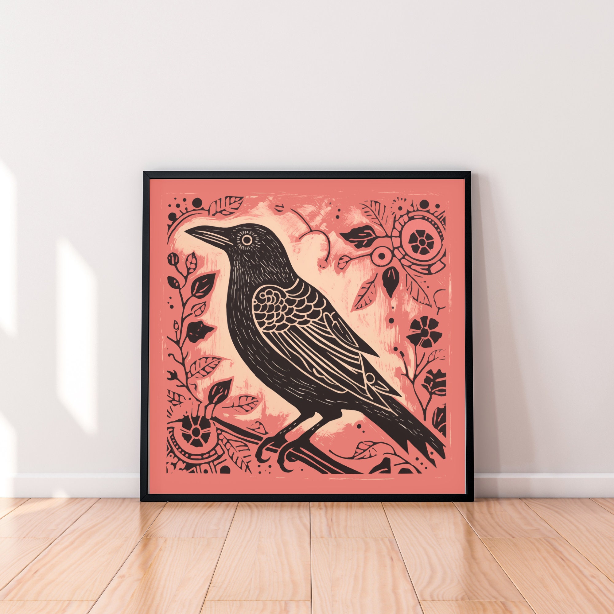 Crow Wall Art Black Crow Raven Crow Art in Folk Art Style - Etsy
