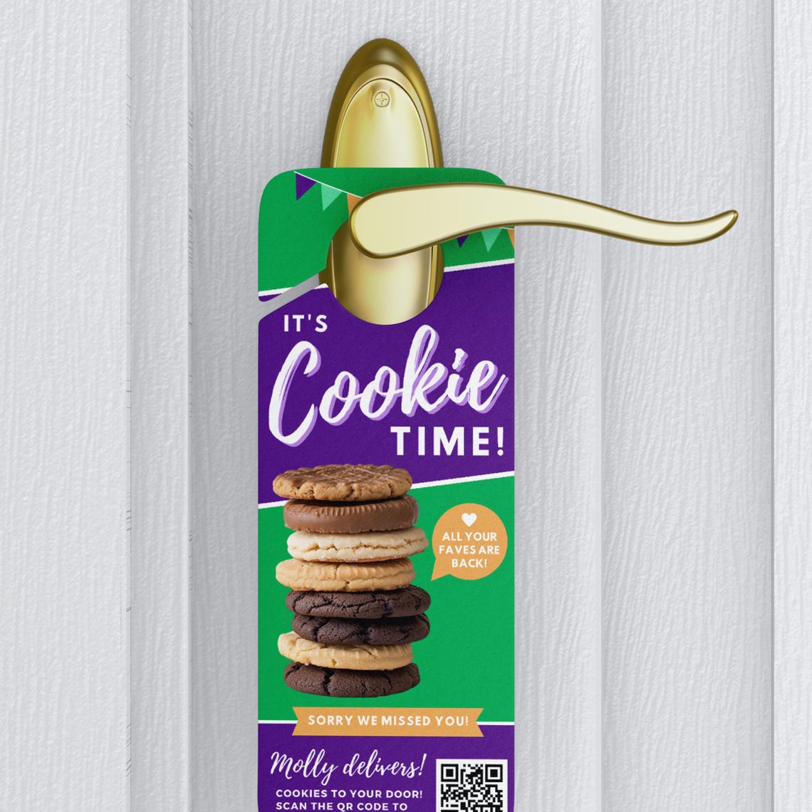 Scout Cookie Door Hanger Printable With QR Code | Custom Cookie Sale ...