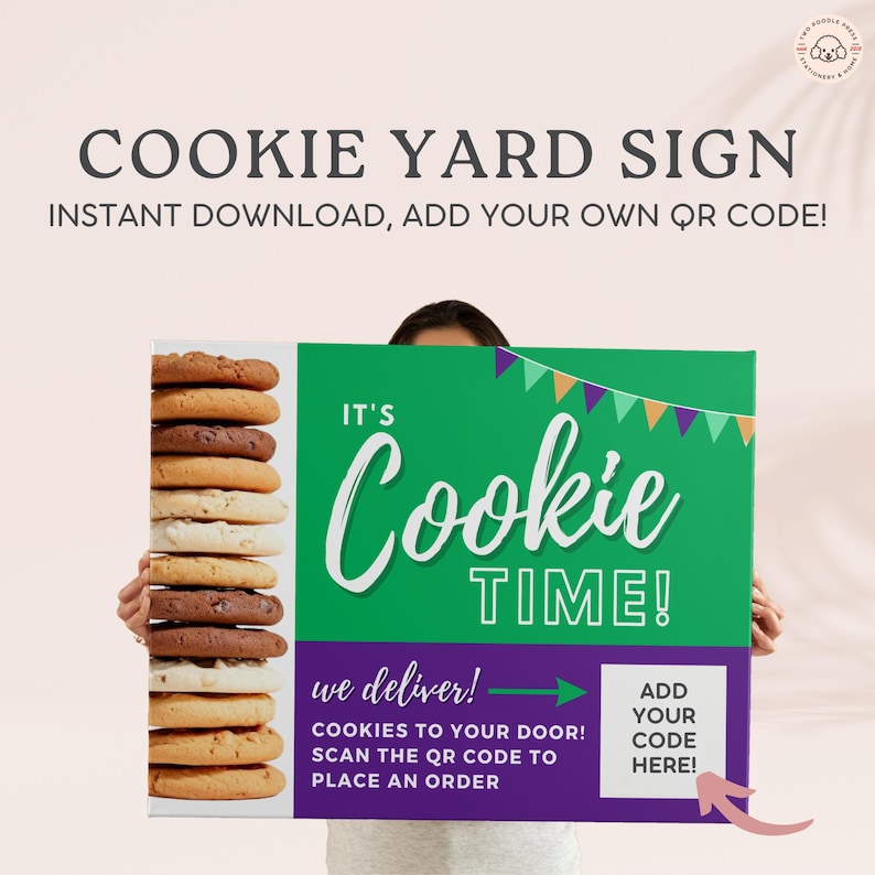 Scout Cookie Yard Sign Printable | 18x24 QR Code Cookie Sale Sign ...