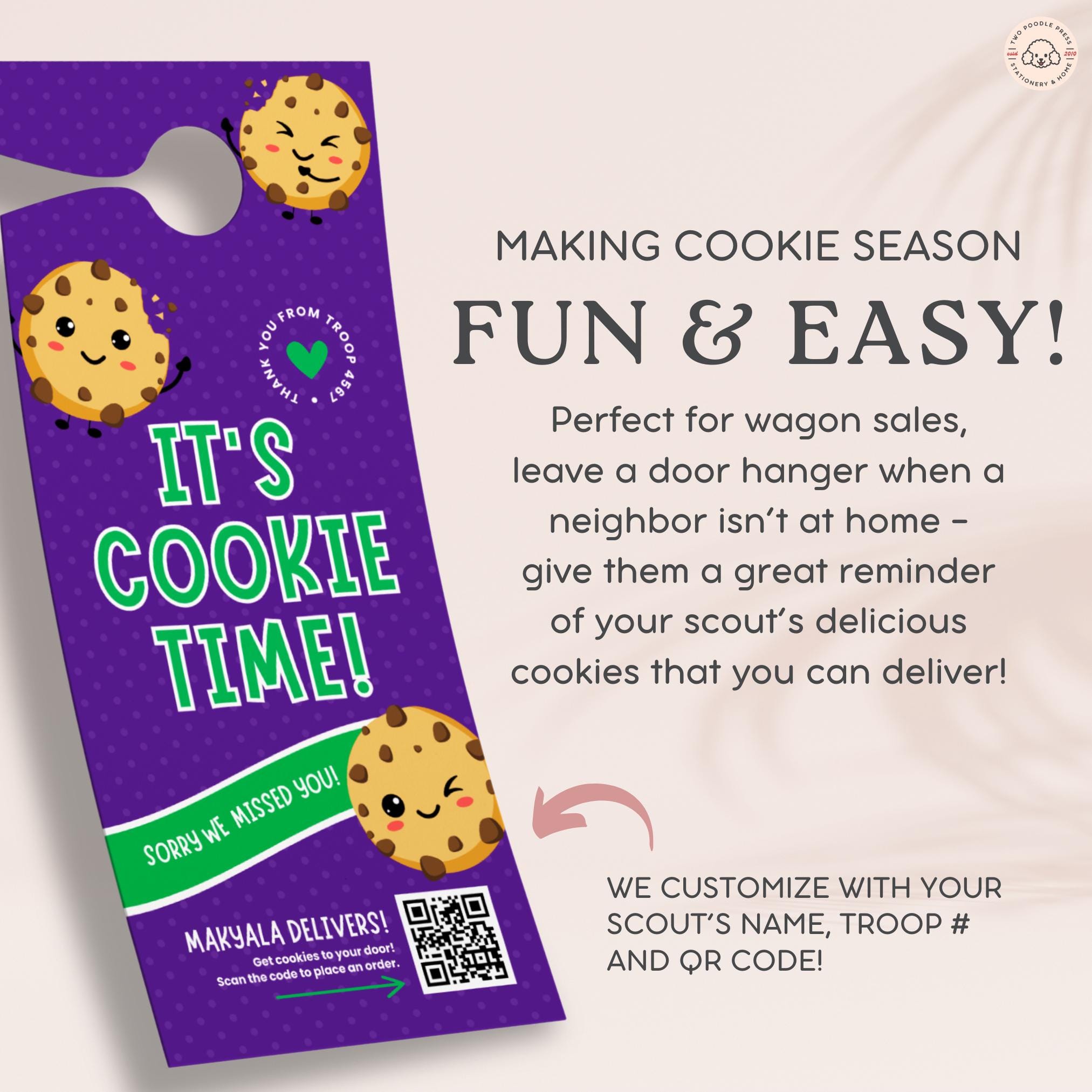 Scout Cookie Door Hanger With QR Code | Custom Printable for ...