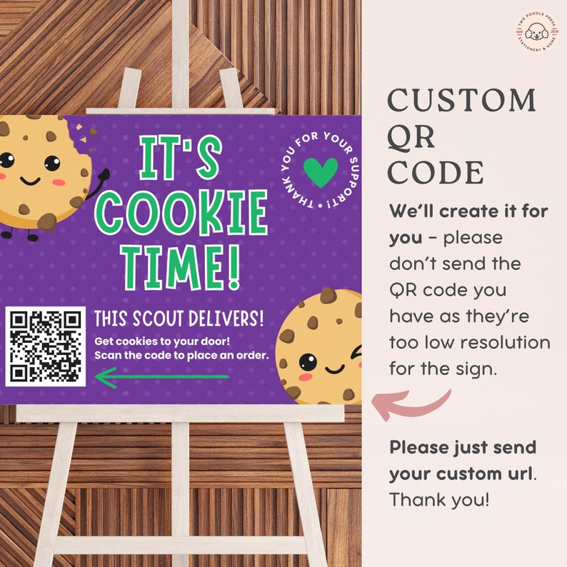 Scout Cookie Yard Sign Printable With QR Code | 18x24 Custom Cookie ...