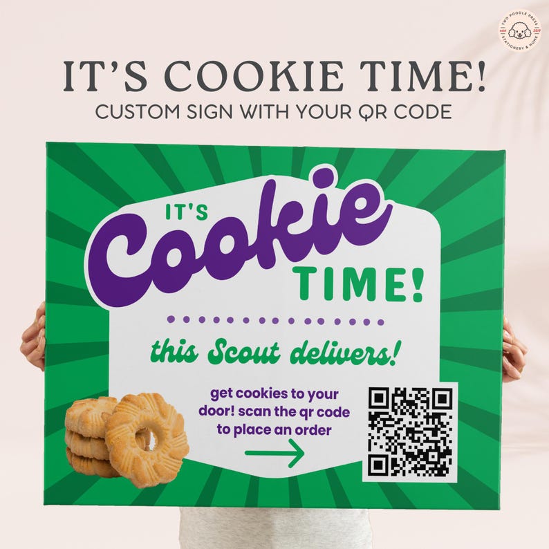 Scout Cookie Yard Sign Printable With QR Code | 18x24 Custom Cookie ...