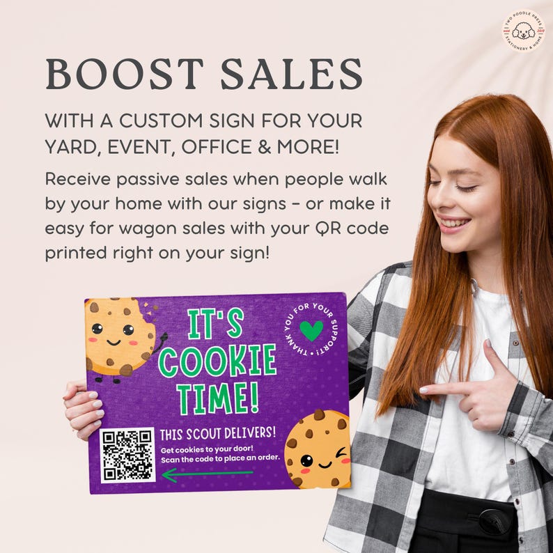 Scout Cookie Yard Sign Printable With QR Code | 18x24 Custom Cookie ...
