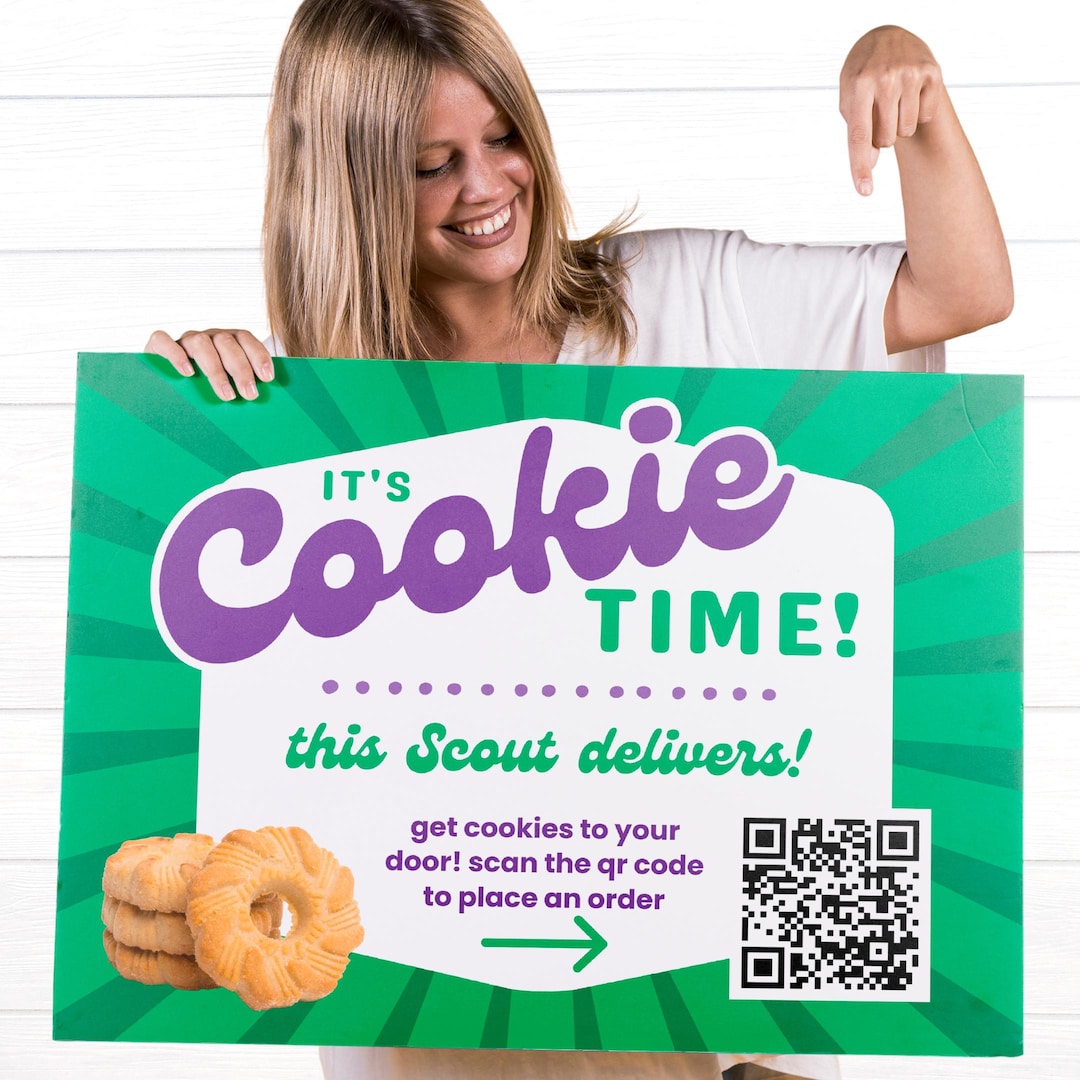 Scout Cookies Yard Sign With Custom QR Code (printable 18x24) - Etsy