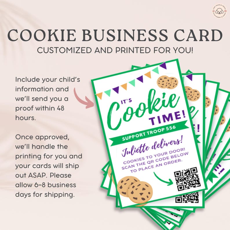 2025 Scout Cookie Printed Business Cards With QR Code, Shipped Direct ...