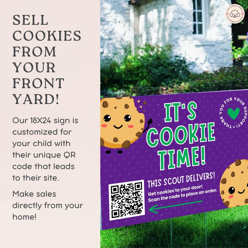 Scout Cookie Yard Sign Printable With QR Code | 18x24 Custom Cookie ...