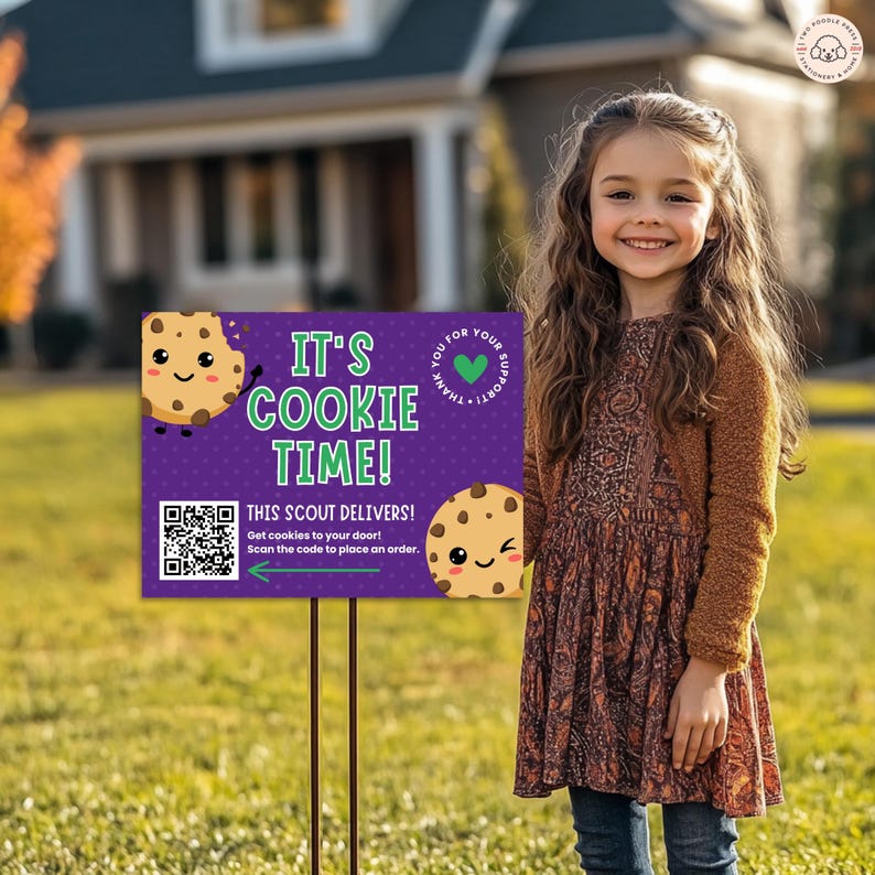 Scout Cookie Yard Sign Printable With QR Code | 18x24 Custom Cookie ...