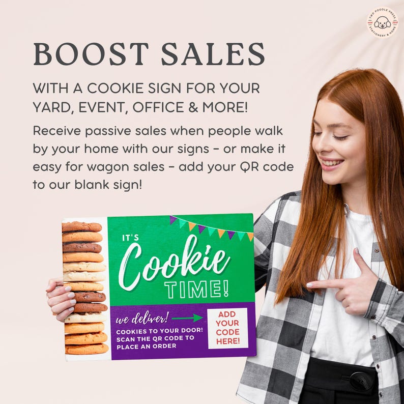 Scout Cookie Yard Sign Printable | 18x24 QR Code Cookie Sale Sign ...