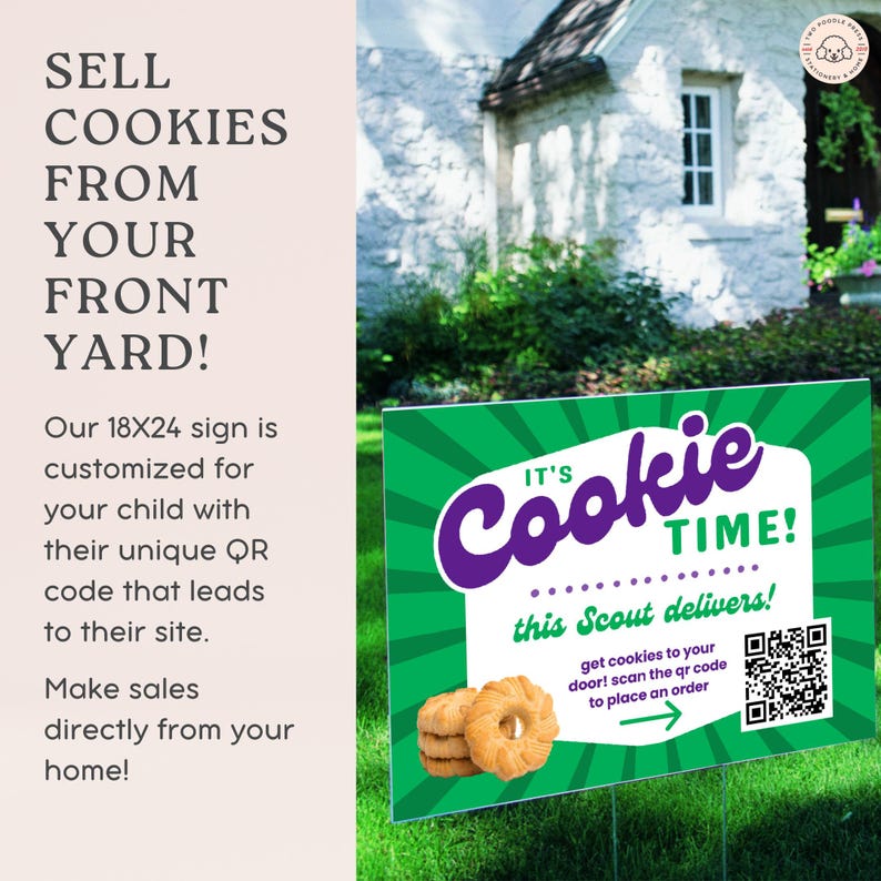 Scout Cookie Yard Sign Printable With QR Code | 18x24 Custom Cookie ...