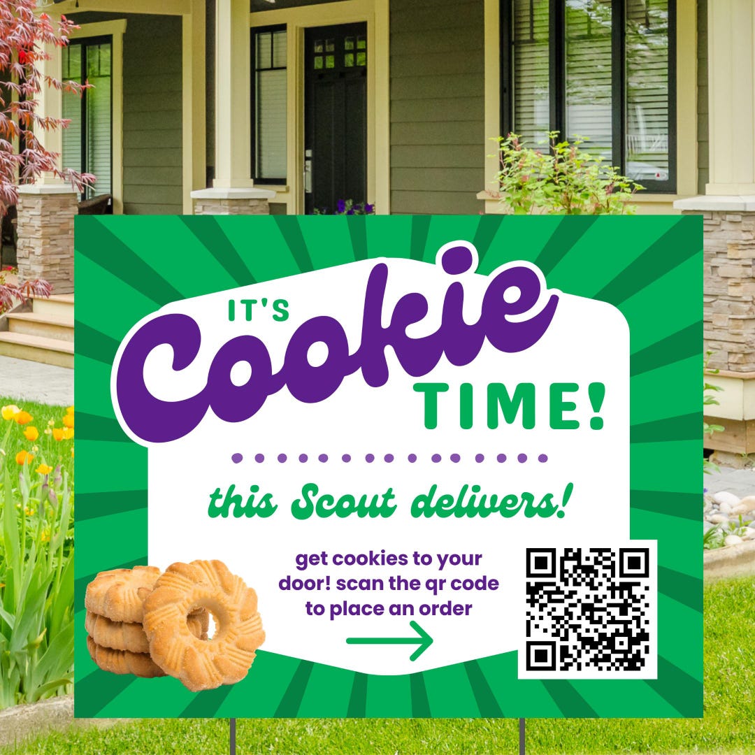 Scout Cookie Yard Sign Printable With QR Code | 18x24 Custom Cookie ...