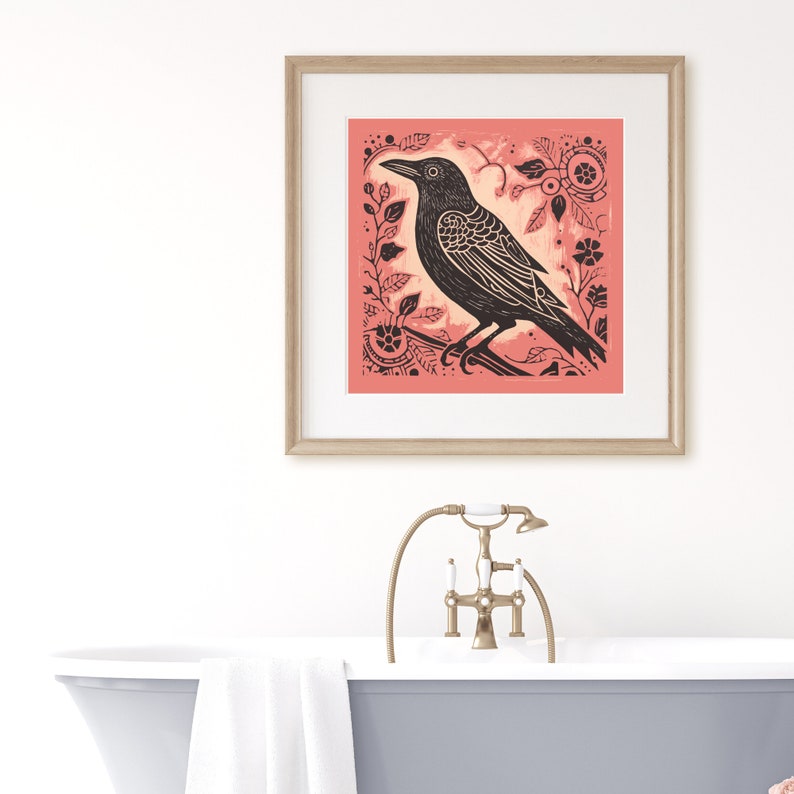 Crow Wall Art Black Crow Raven Crow Art in Folk Art Style - Etsy