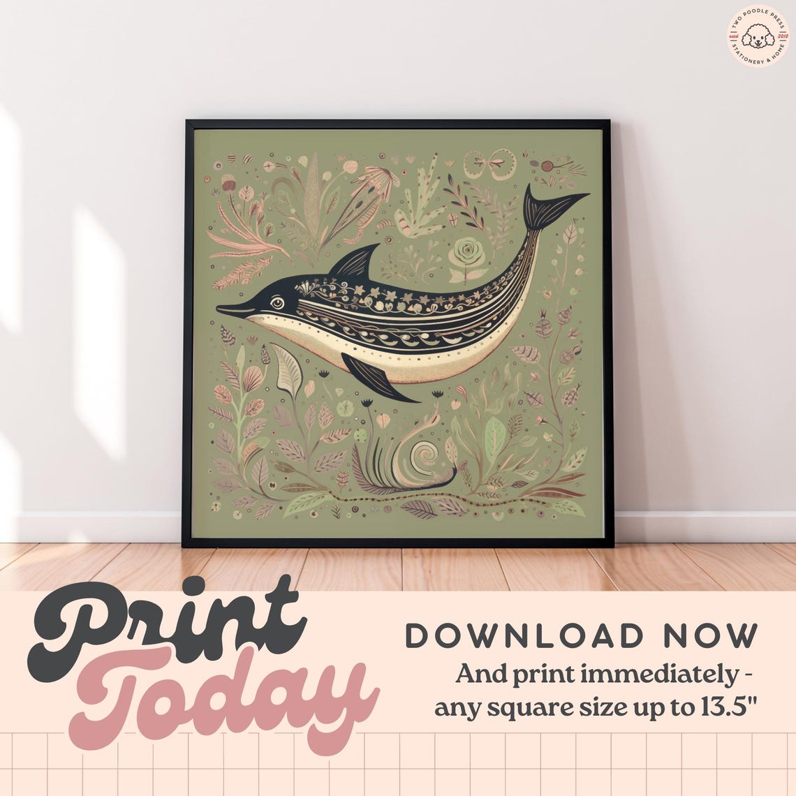 Dolphin Art, Dolphin Gift, Dolphin Wall Decor, Boho Nursery Print, Boho ...
