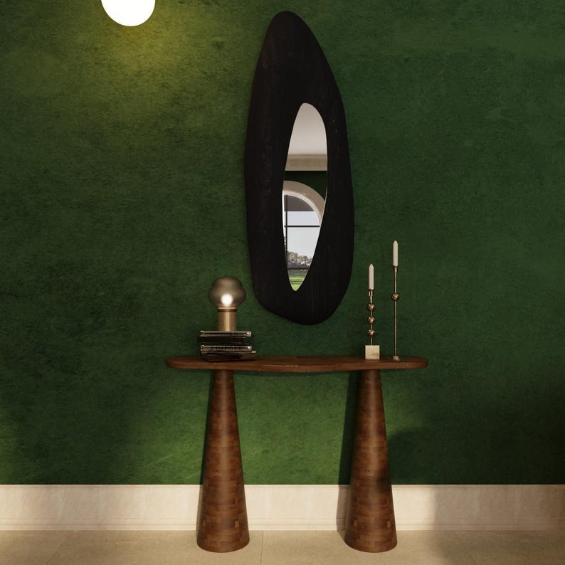 Sleek Solid Wood Console Table With Tapered Legs Mid-century Modern TV ...