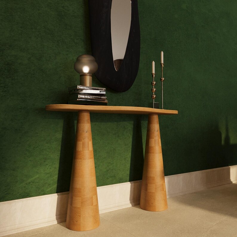 Sleek Solid Wood Console Table With Tapered Legs Mid-century Modern TV ...