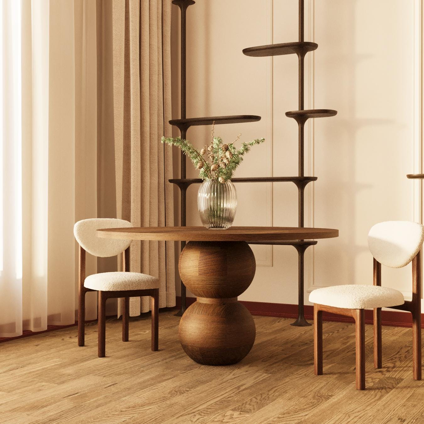 Handmade Solid Walnut Round Dining Table, Modern Wooden Kitchen Table ...