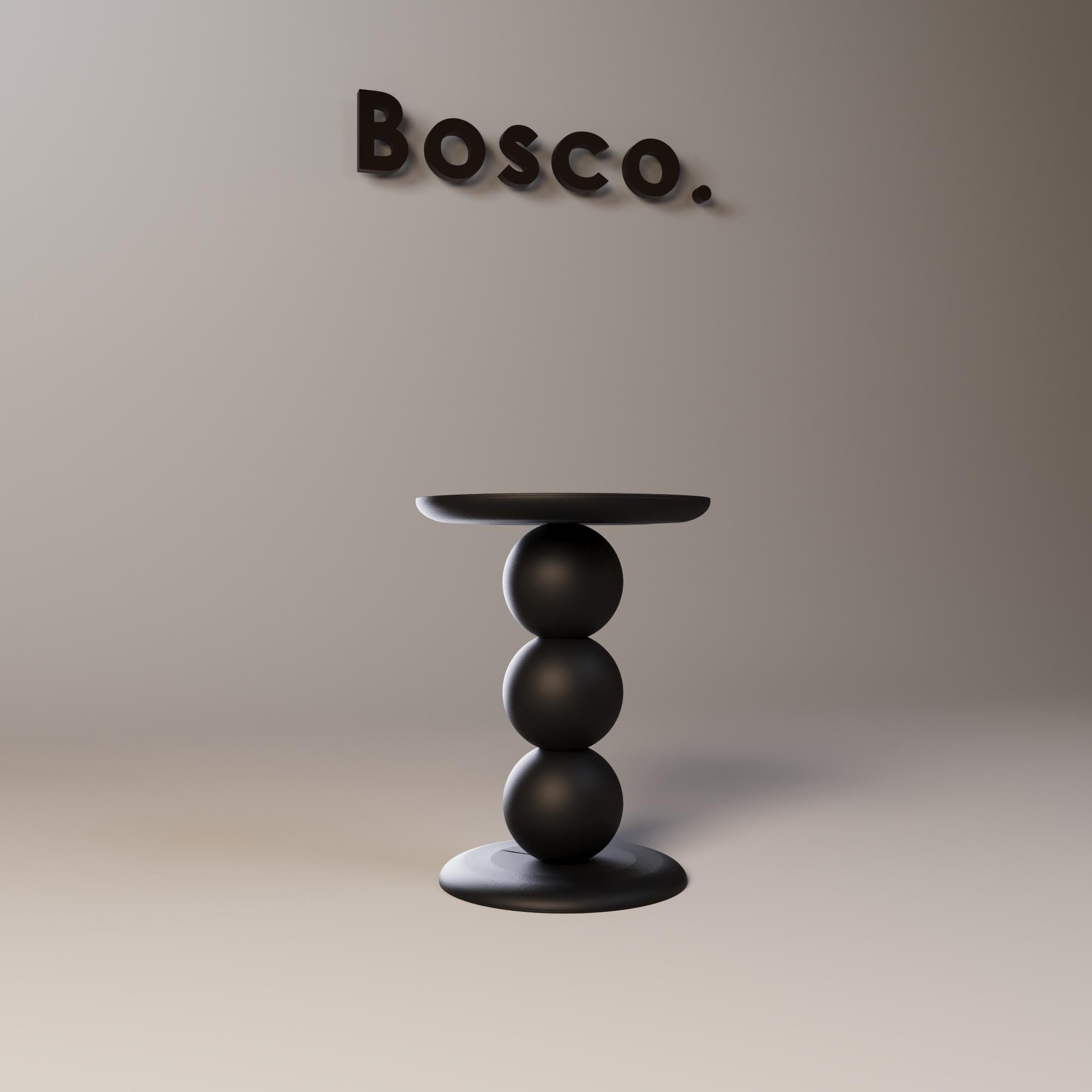 Handcrafted Solid Wood Side Table With Unique Triple Sphere Base ...