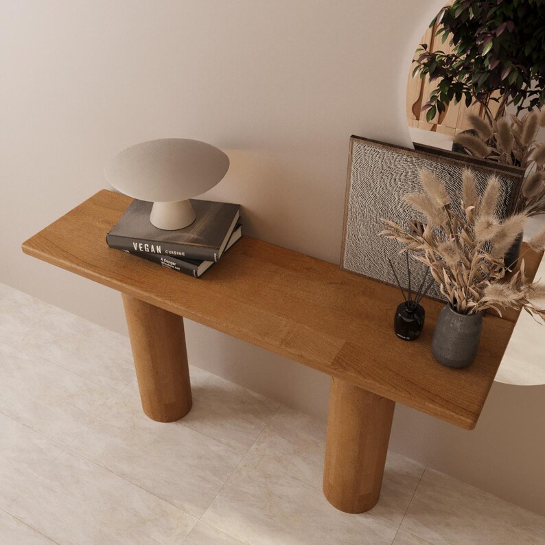 Modern Walnut Console Table , Solid Wood Minimalist Console for ...