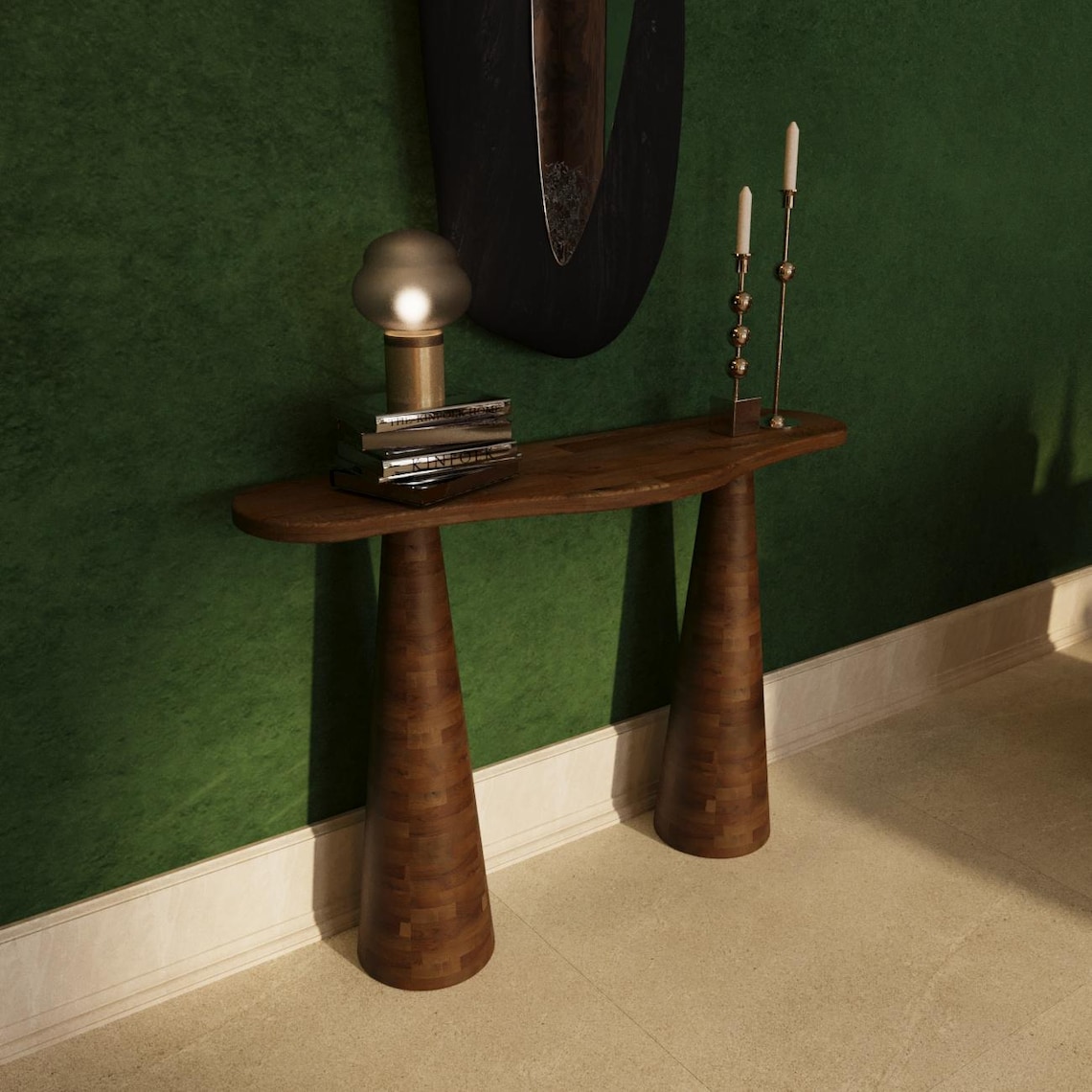 Sleek Solid Wood Console Table With Tapered Legs Mid-century Modern TV ...