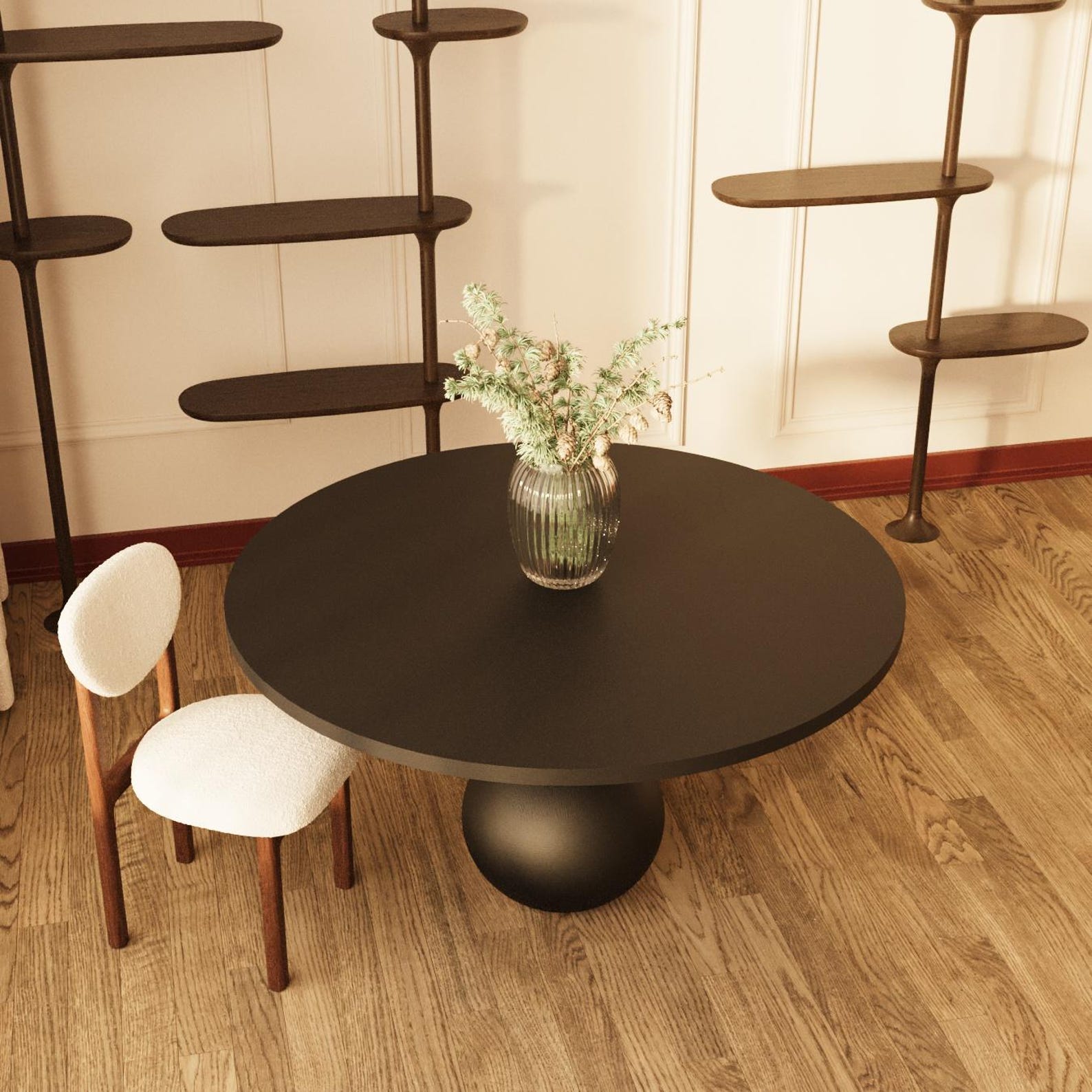 Handmade Solid Walnut Round Dining Table, Modern Wooden Kitchen Table ...