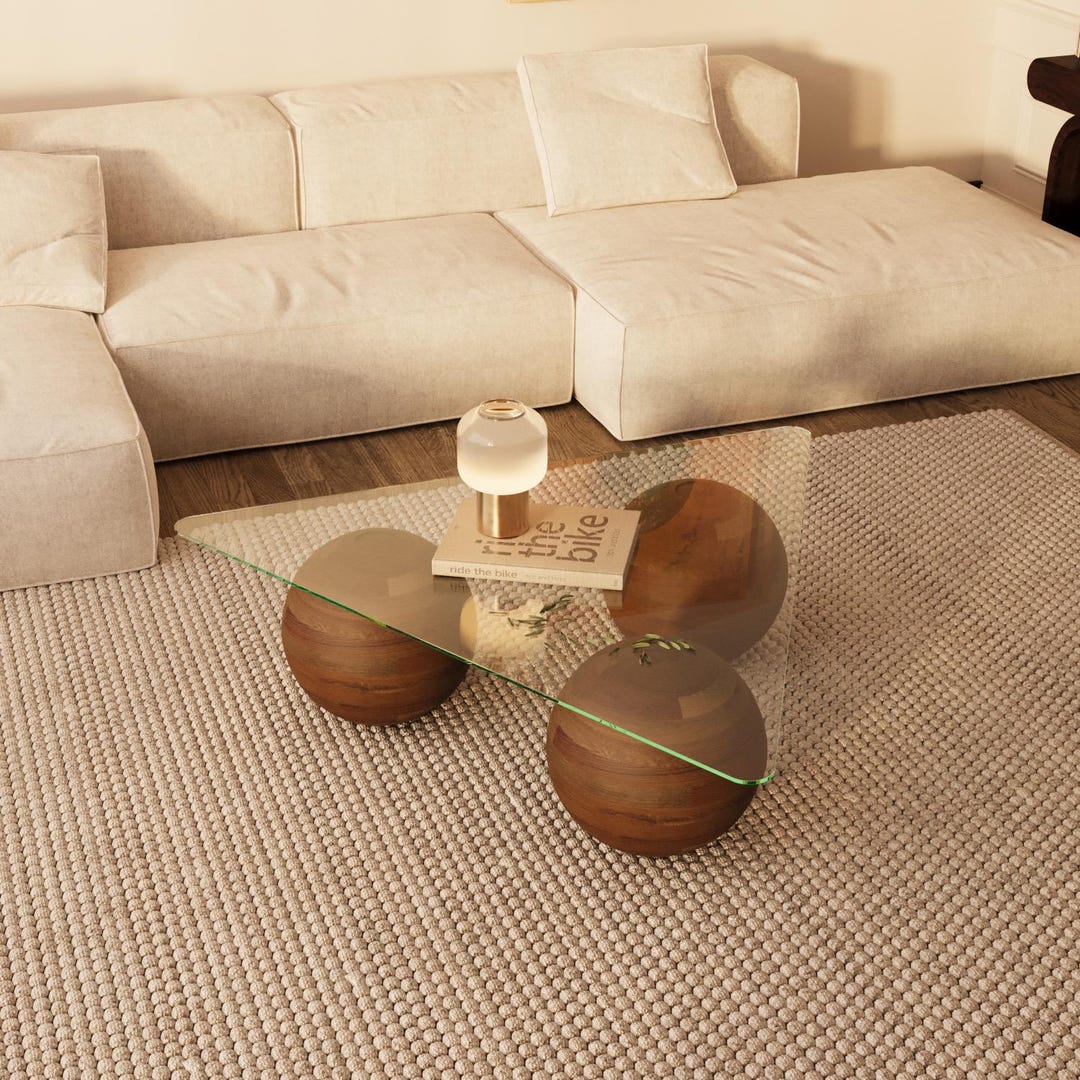 Modern Triangle Glass Coffee Table, Stylish Design With Black Walnut or ...