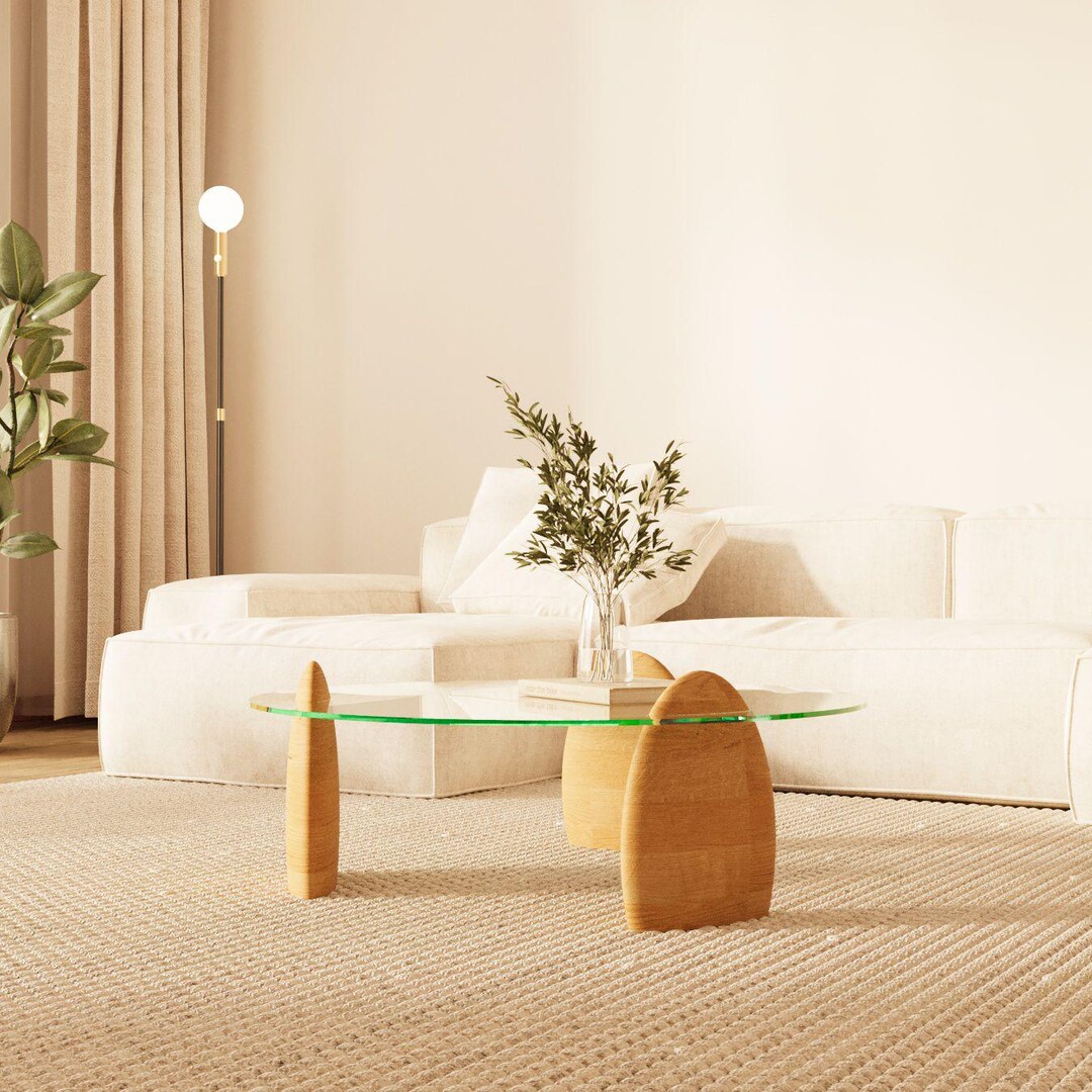 Handcrafted Solid Wood Coffee Table With Tempered Glass Top – Custom ...