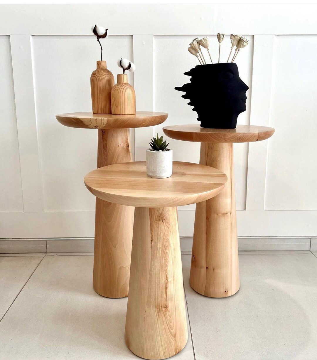 Walnut Handcrafted Mushroom Side Table , Modern Coffee Table , Unique ...