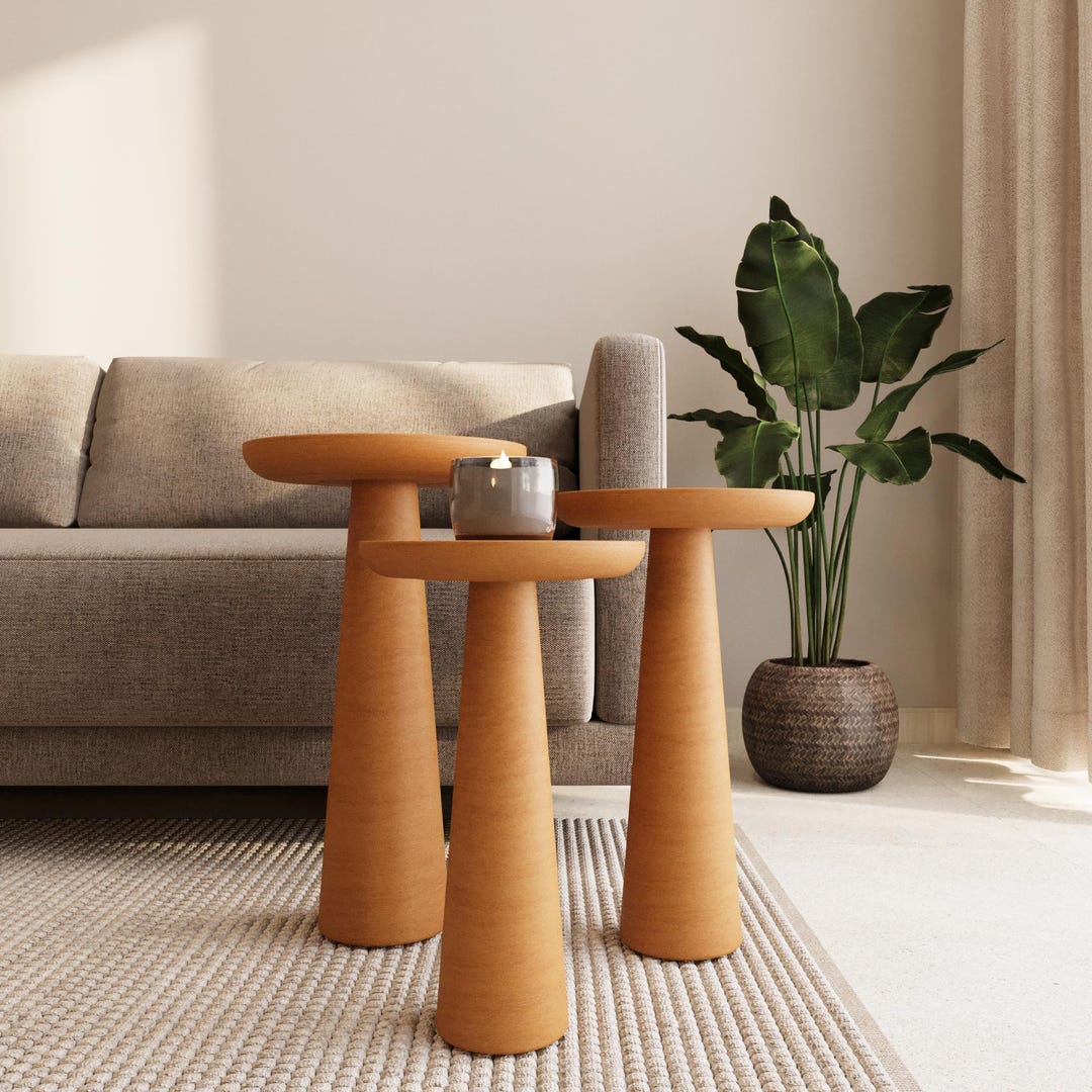 Handcrafted Mushroom Side Table , Modern Coffee Table , Unique Plant ...