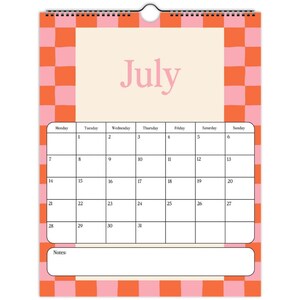 Pink 2025 Checkerboard Calendar, Wall Planner, 12 Month Hanging ...