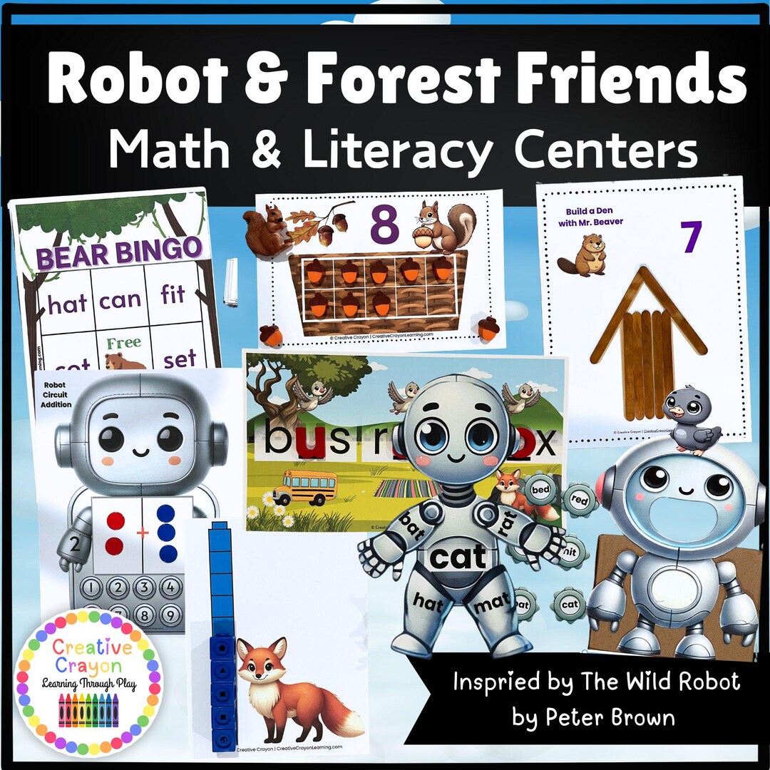 The Wild Robot Inspired Math & Literacy Centers - Etsy