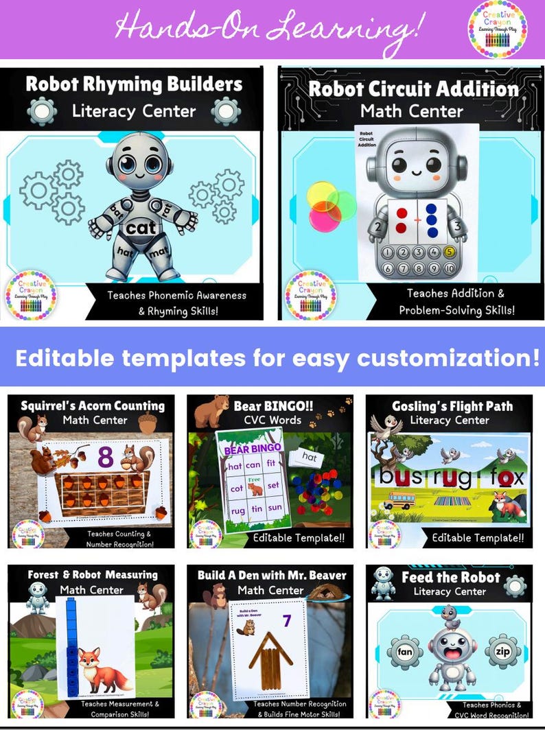 The Wild Robot Inspired Math & Literacy Centers - Etsy