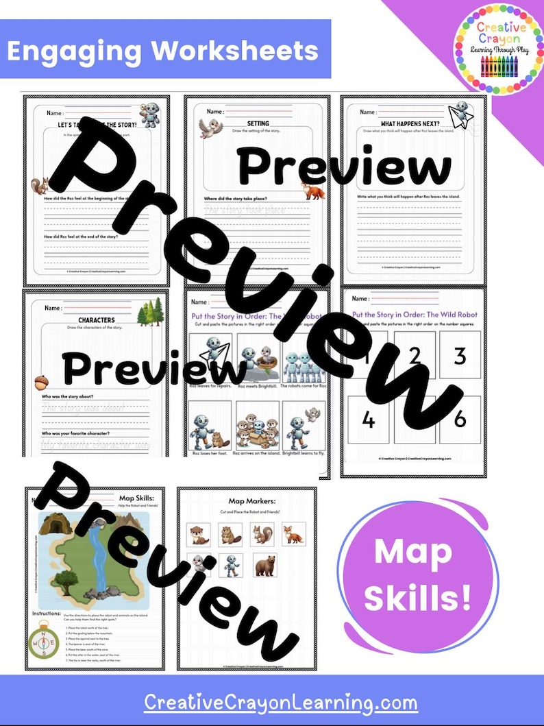 The Wild Robot Learning Pack Story Sequencing, Character, Setting & Map ...